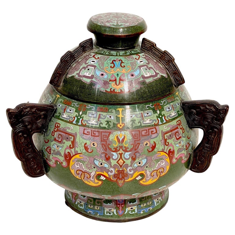 Massive 20th Century Chinese Archaic Style Cloisonné Censor For Sale at ...