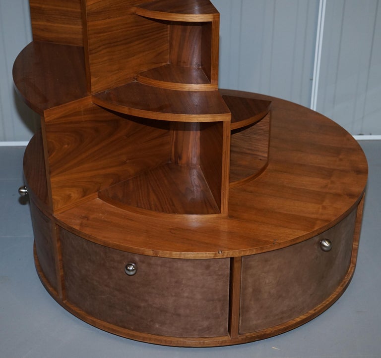Massive Round Revolving Bookcase Display Cabinet with Cupboard Base at ...