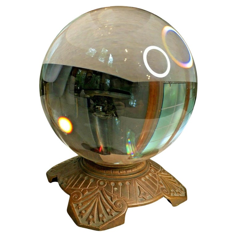 Antique, Crystal Ball w/Ornate Brass, Victorian, Finely Cast Stand! For ...