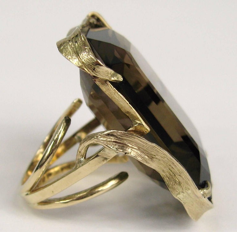 Massive 95+ Carat Smokey Topaz 14K Gold Cocktail Ring Custom Made at ...