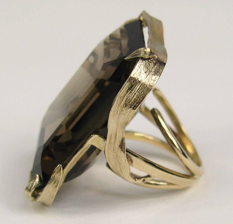 Massive 95+ Carat Smokey Topaz 14K Gold Cocktail Ring Custom Made at ...