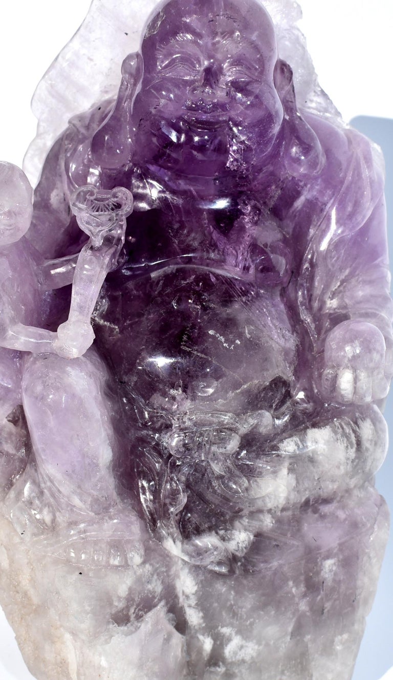 Massive Amethyst Happy Buddha at 1stDibs | amethyst buddha statue