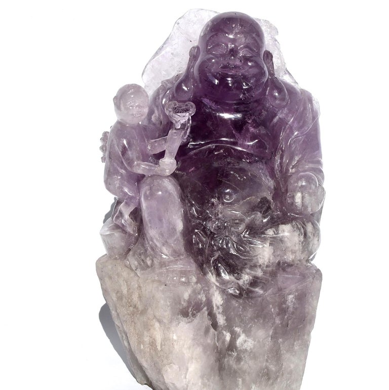 Massive Amethyst Happy Buddha at 1stDibs | amethyst buddha statue