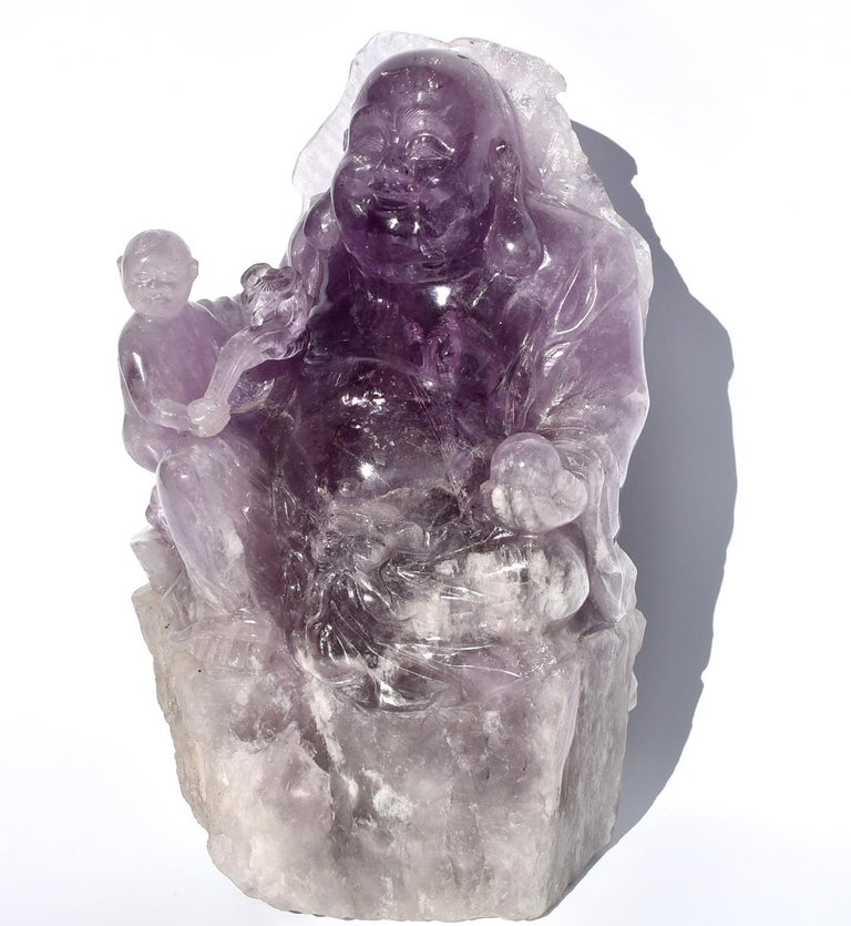 Massive Amethyst Happy Buddha at 1stDibs | amethyst buddha statue