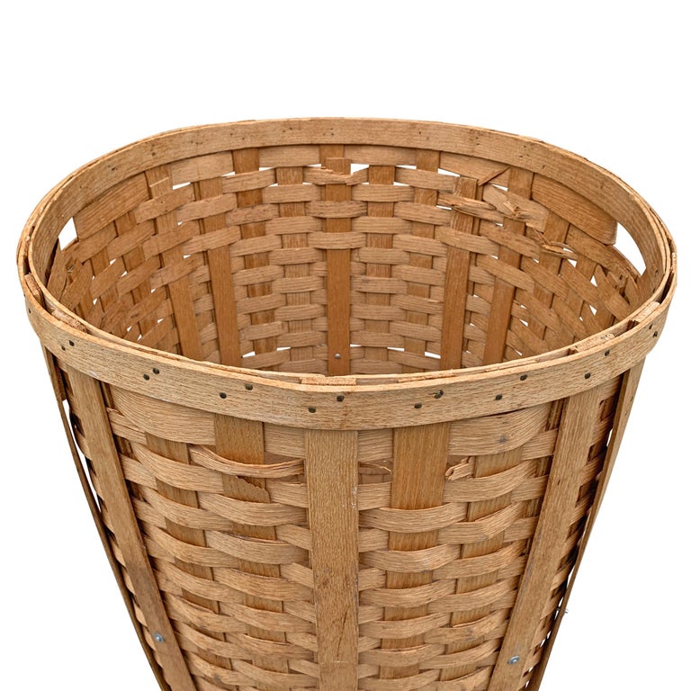 Massive and Tall American Oak Splint Basket For Sale at 1stDibs