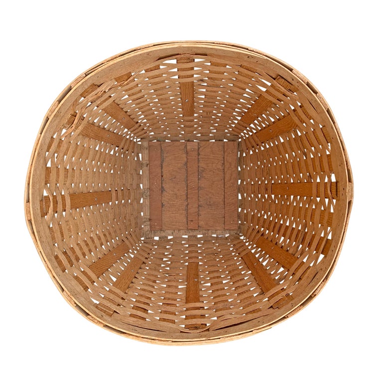 Massive and Tall American Oak Splint Basket For Sale at 1stDibs