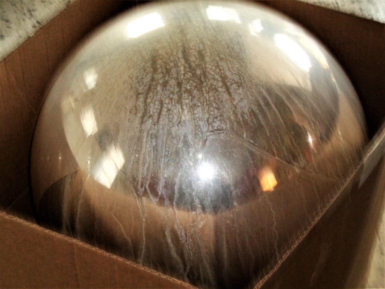 Massive Antique Blown Mercury Glass Gazing Ball on Pedestal at 1stDibs
