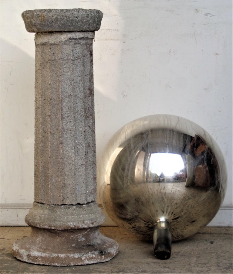 Massive Antique Blown Mercury Glass Gazing Ball on Pedestal at 1stDibs