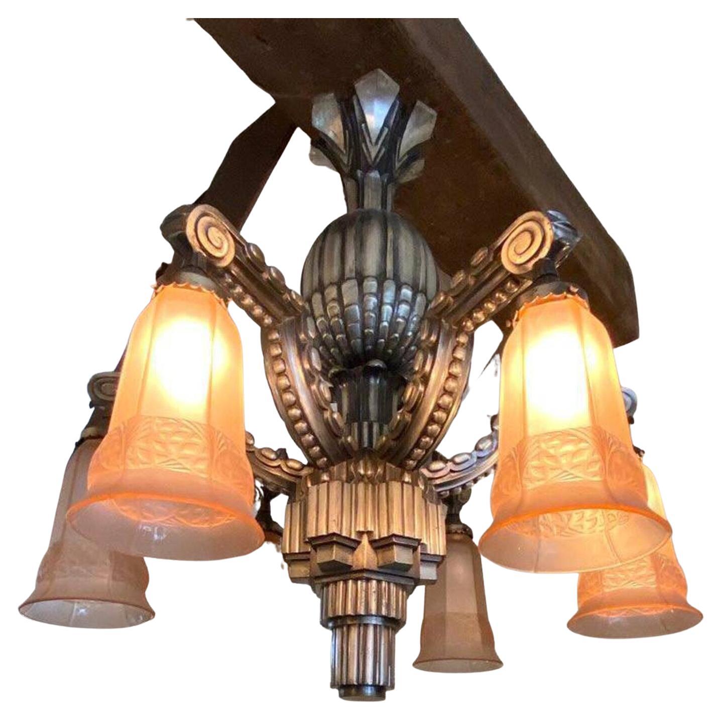 1930s Colonial Williamsburg Bronze Seven-Light Chandelier For Sale at ...