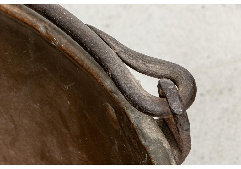 Massive Antique Copper Cauldron With Handle For Sale at 1stDibs