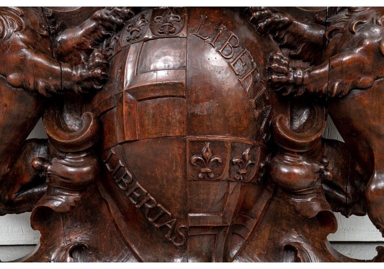 Massive Antique European Heraldic Wood Carving For Sale at 1stDibs