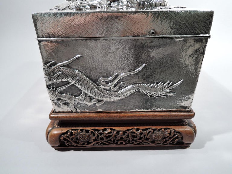 Massive Antique Japanese Silver Jewel Casket with Guardian Dragons For ...