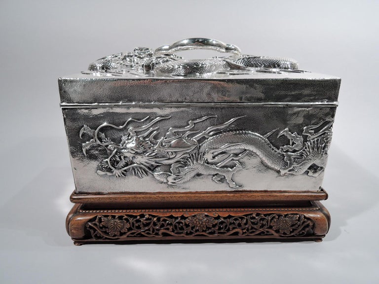 Massive Antique Japanese Silver Jewel Casket with Guardian Dragons For ...