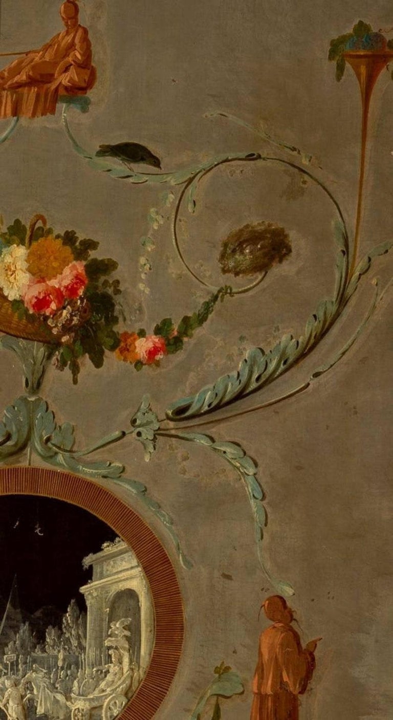 Massive Antique Neoclassical Hand Painted Italian Grottesca ...