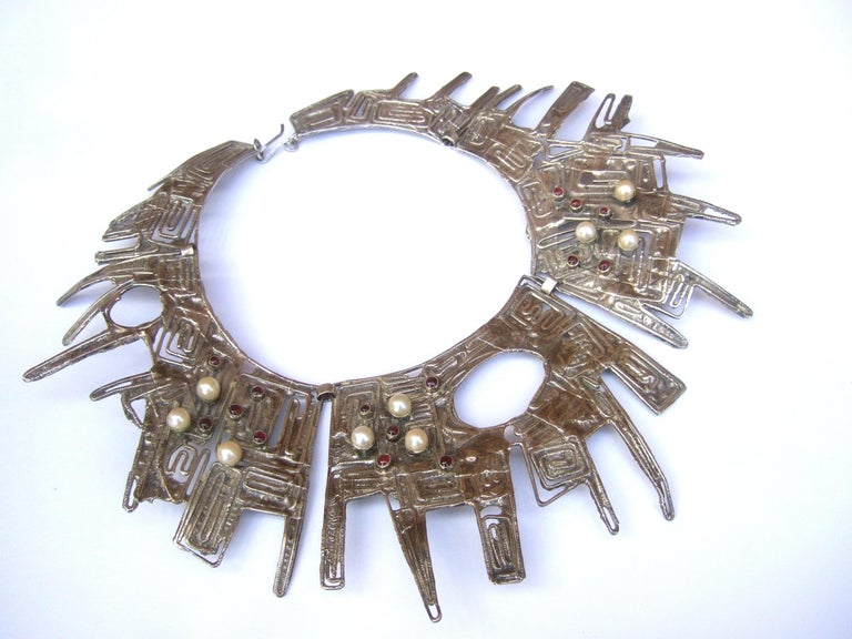 Massive Avant garde Sterling Silver Brutalist Statement Necklace by ...