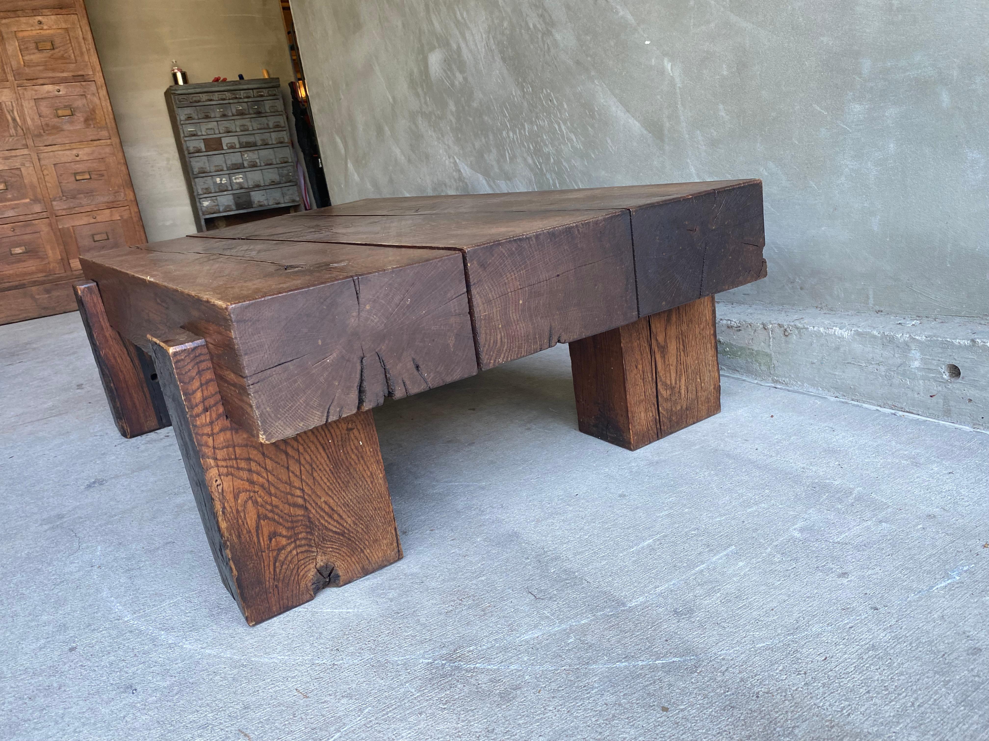 Massive Brutalist Wood Cocktail Table, NL, 1960's at 1stDibs