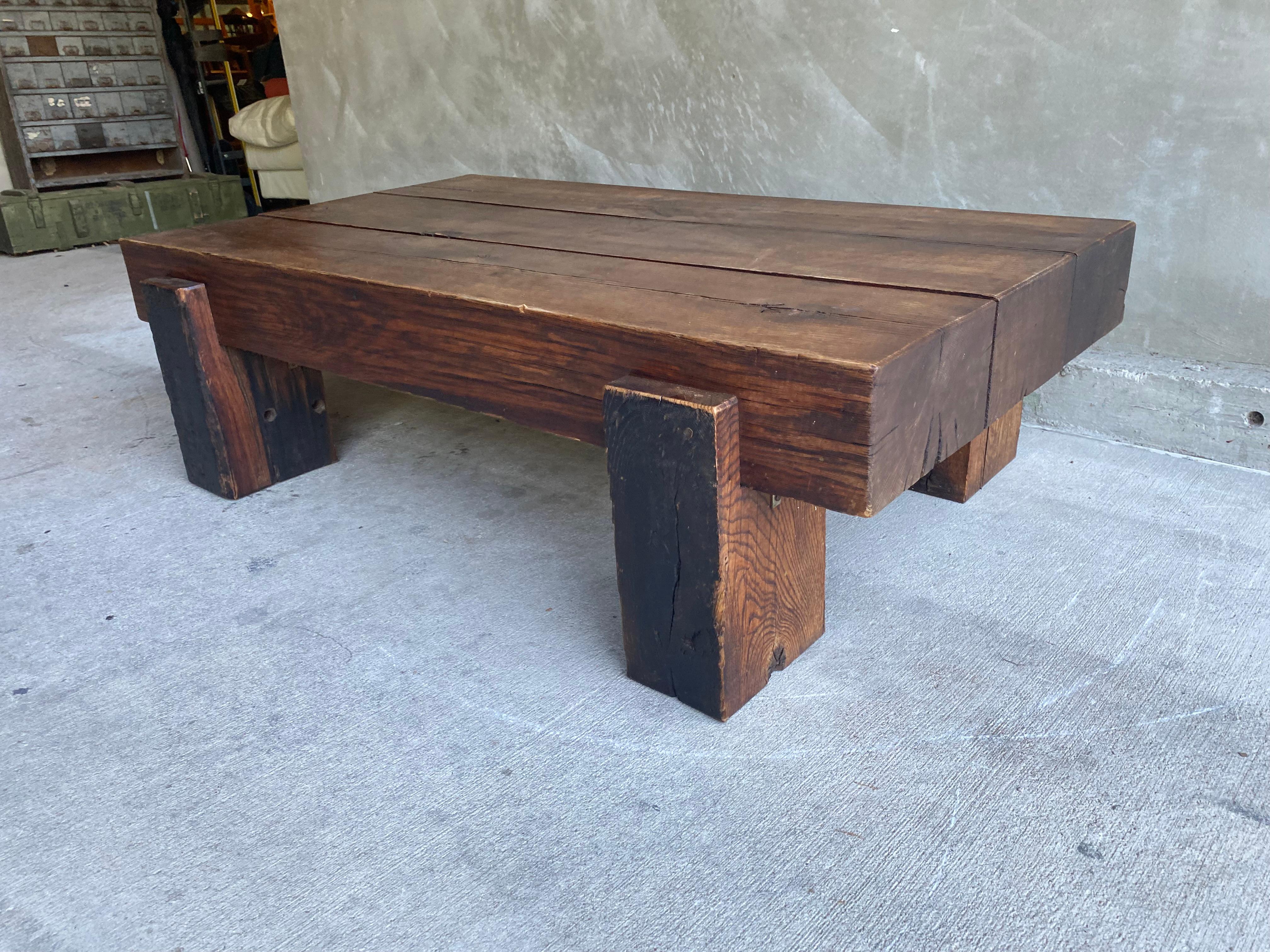 Massive Brutalist Wood Cocktail Table, NL, 1960's at 1stDibs