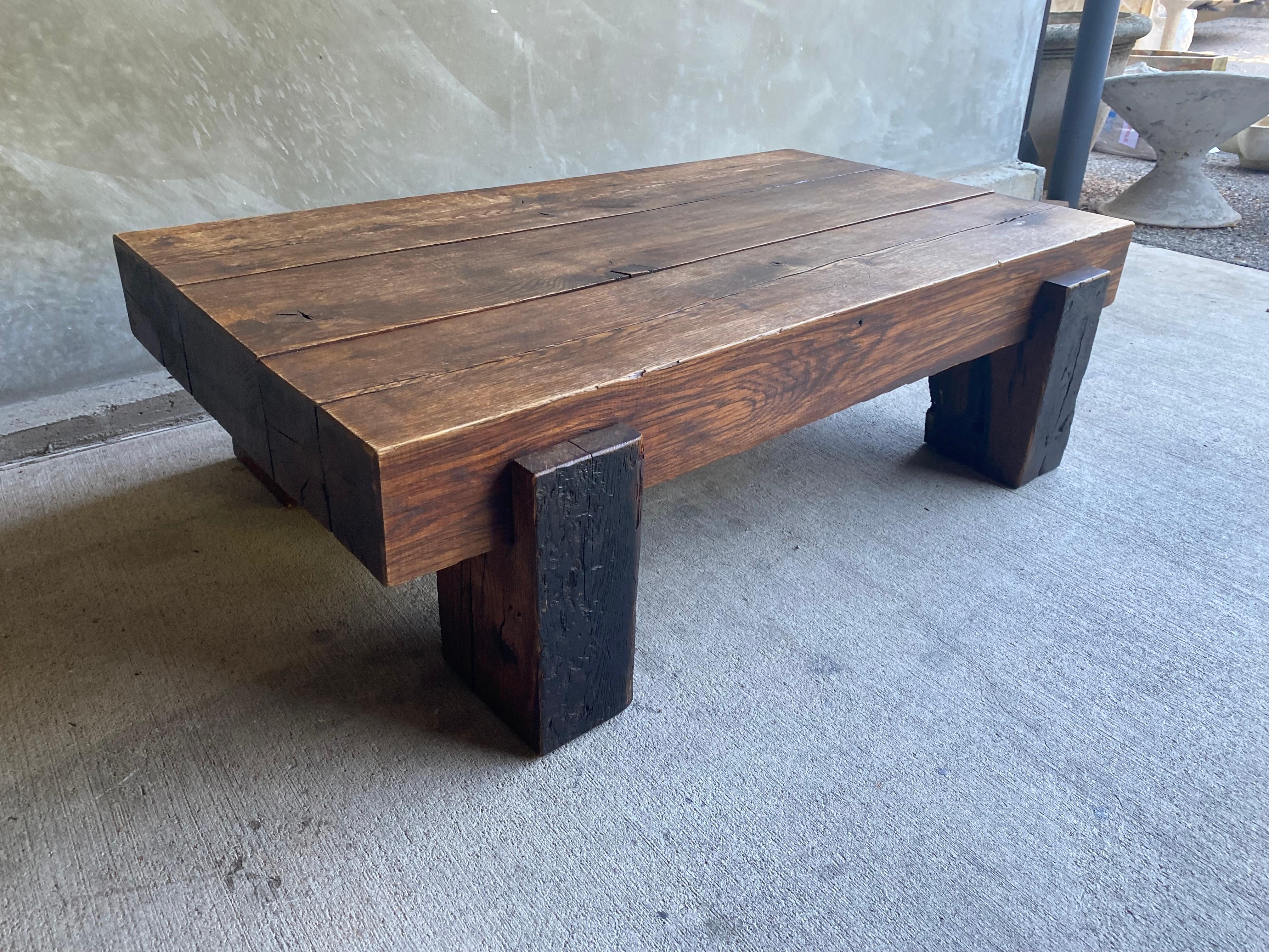 Massive Brutalist Wood Cocktail Table, NL, 1960's at 1stDibs