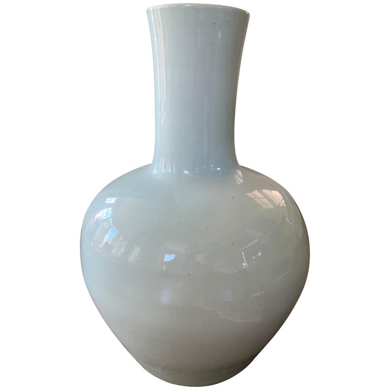 Massive Chinese Export Celadon Long Neck Vase For Sale at 1stDibs