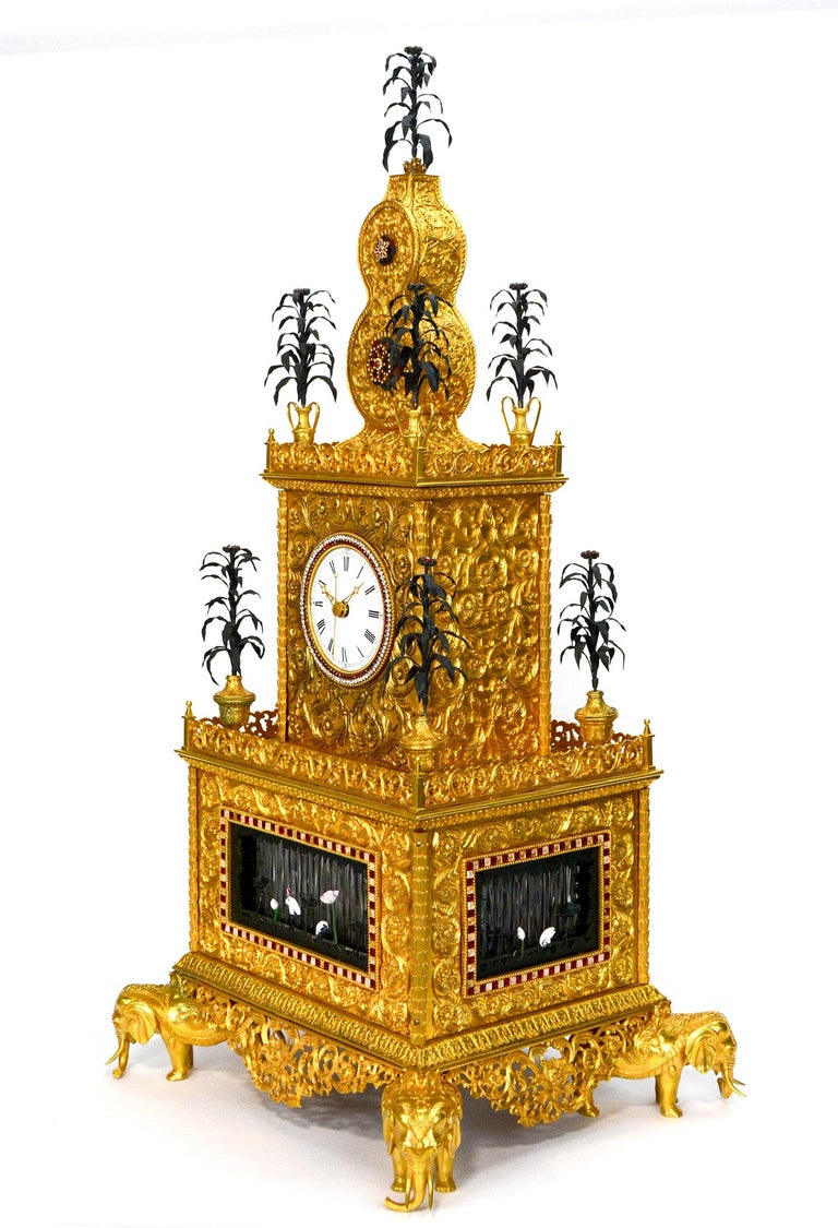 Massive Chinese Ormolu High Relief Gilt Bronze Automaton Musical Clock ...