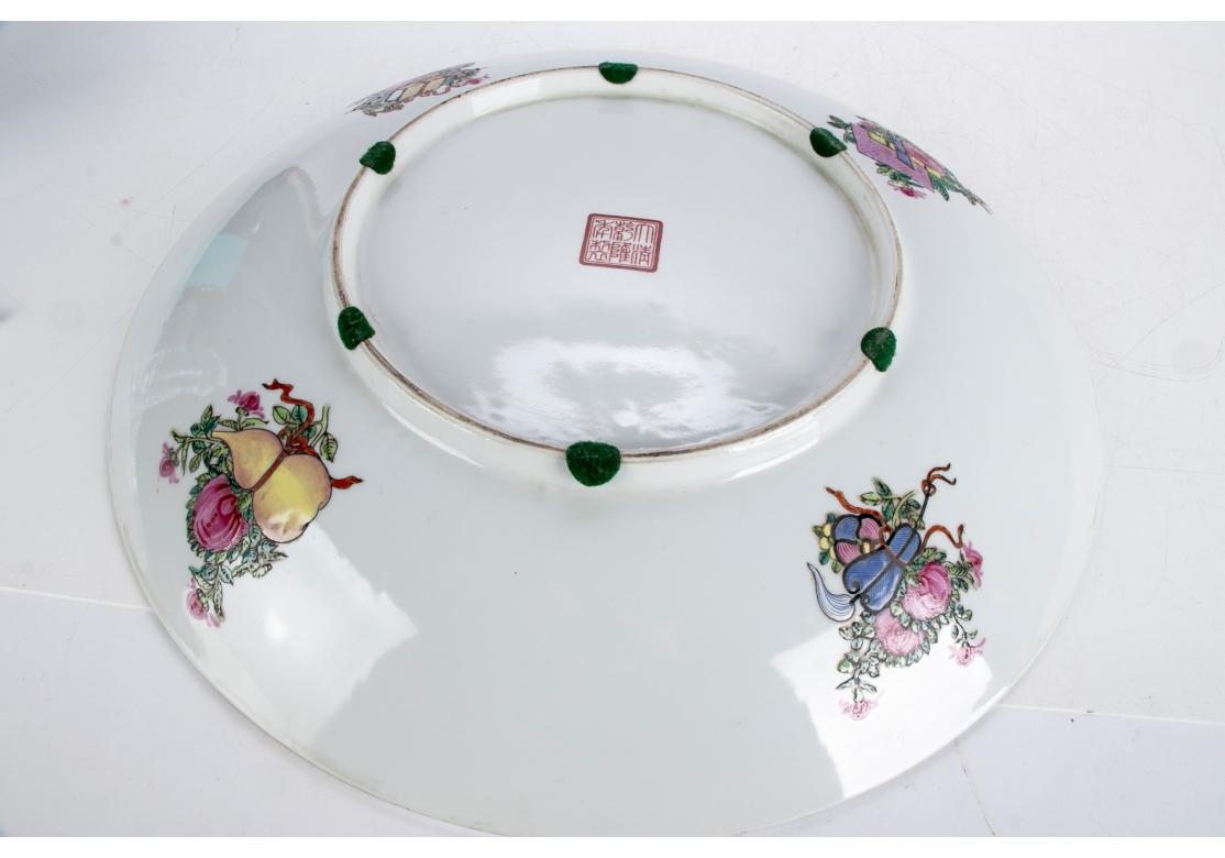 Massive Chinese Porcelain Charger Plate with Stand For Sale at 1stDibs