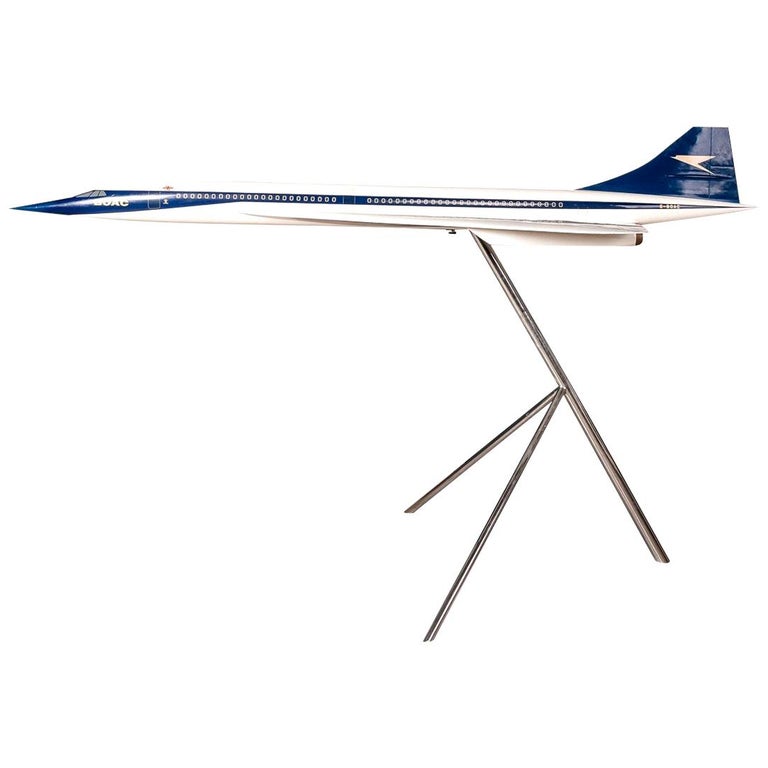 Massive Concorde Model on Original Chromed Stand, circa 1965 at 1stDibs