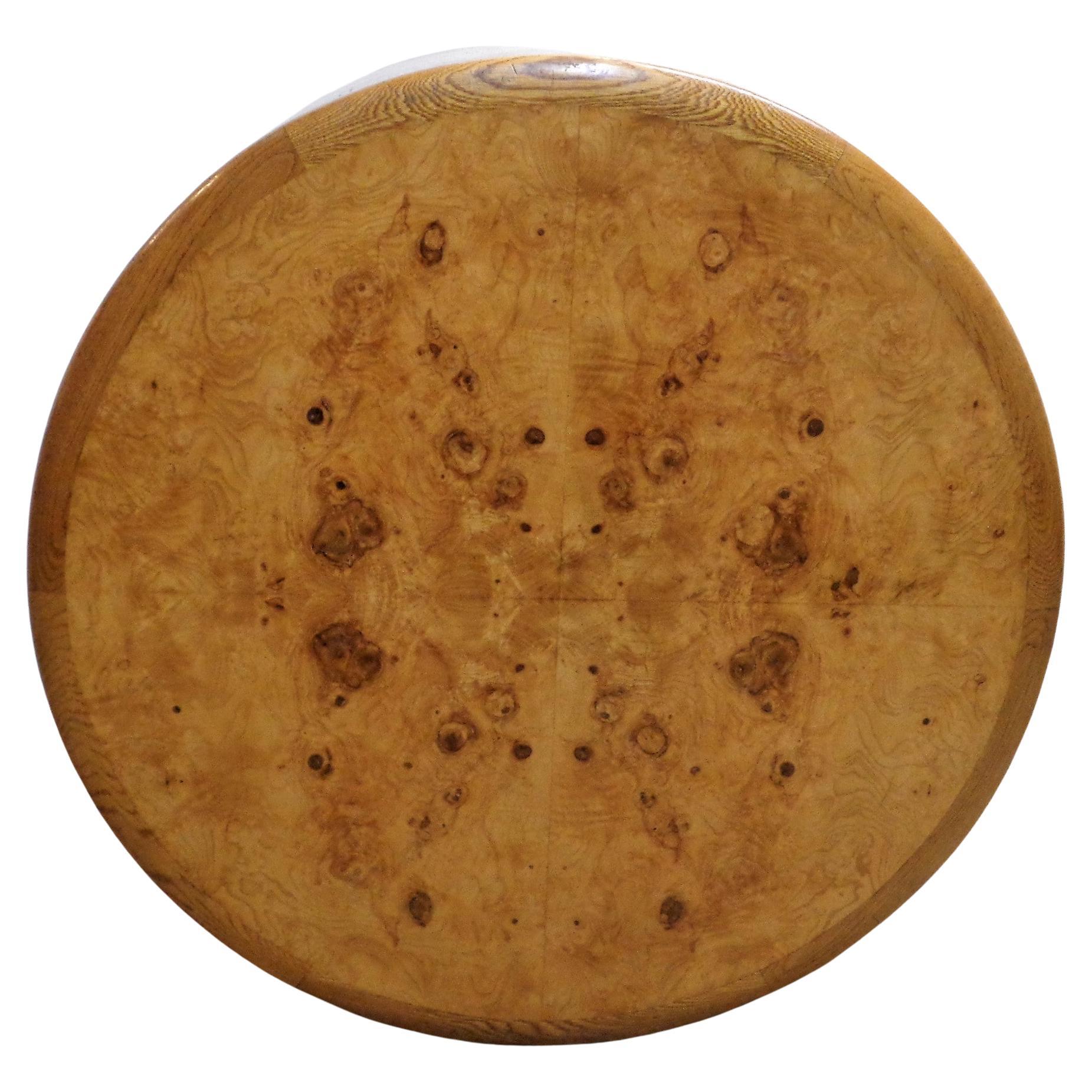 Massive Cylindrical Drum Olive Wood Burl Top Coffee Table, Circa 1970's ...