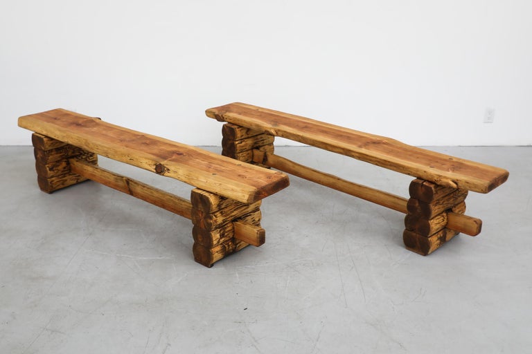 Massive Dutch Carved Log Benches For Sale at 1stDibs