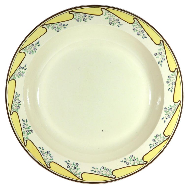 Massive English Creamware Pottery Yellow and Botanical Basin, Shorthose ...