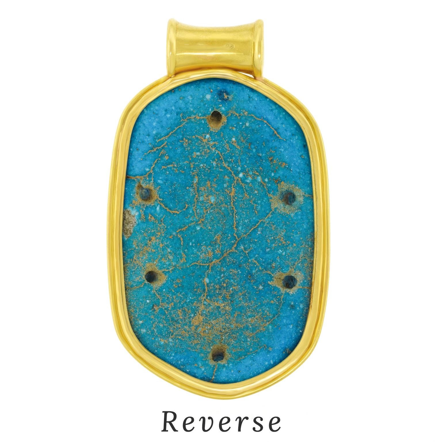 Massive Faience Scarab Pendant in Yellow Gold For Sale at 1stDibs