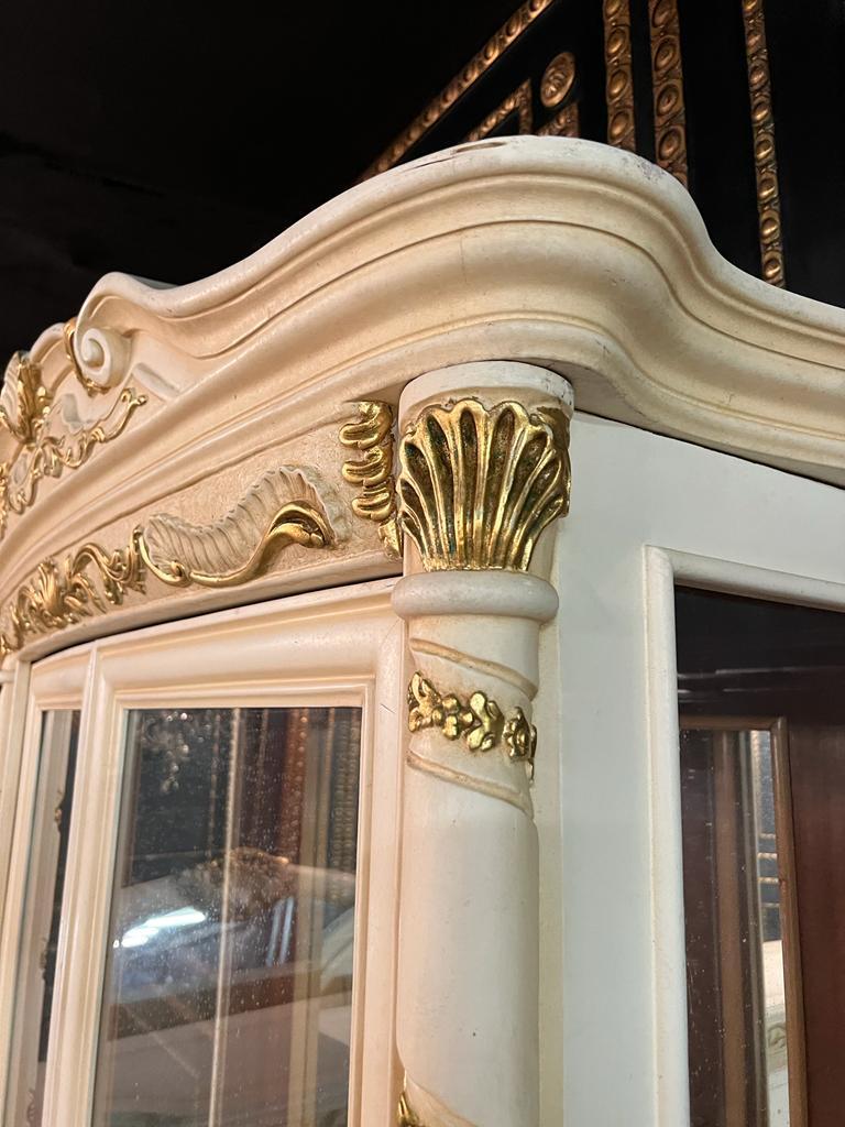 Massive Finely Carved Vitrin in Antique Louis Quince Style Beechwood ...