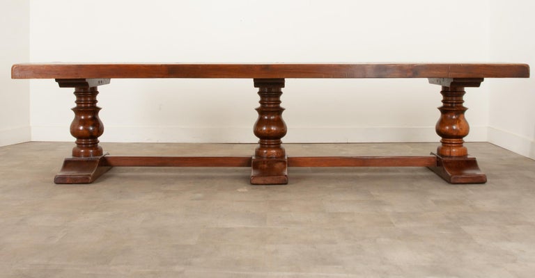 Massive French Oak Trestle Base Dining Table For Sale at 1stDibs