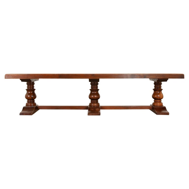 Massive French Oak Trestle Base Dining Table For Sale at 1stDibs