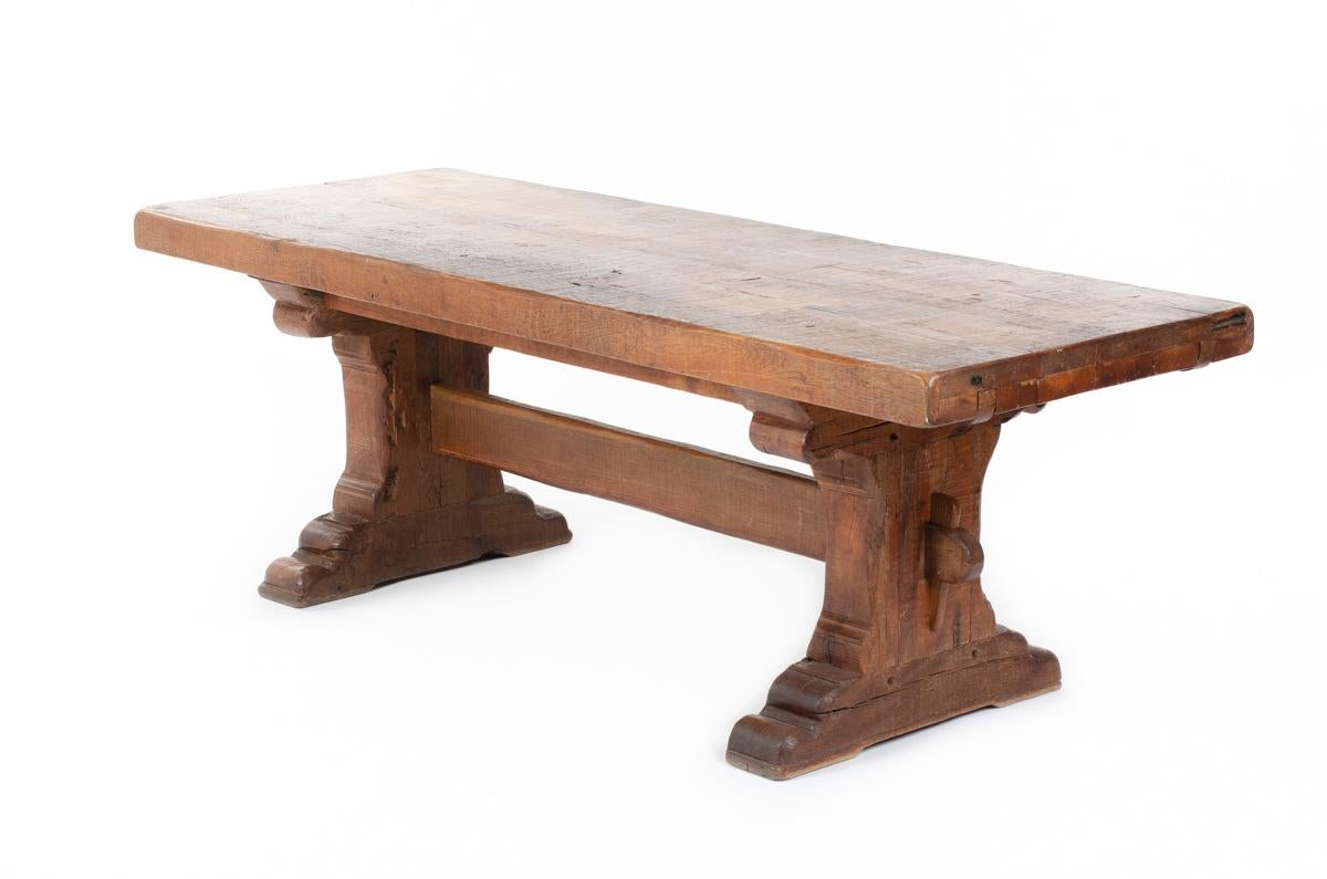 Massive French Solid Oak Monastery Table 19th For Sale at 1stDibs