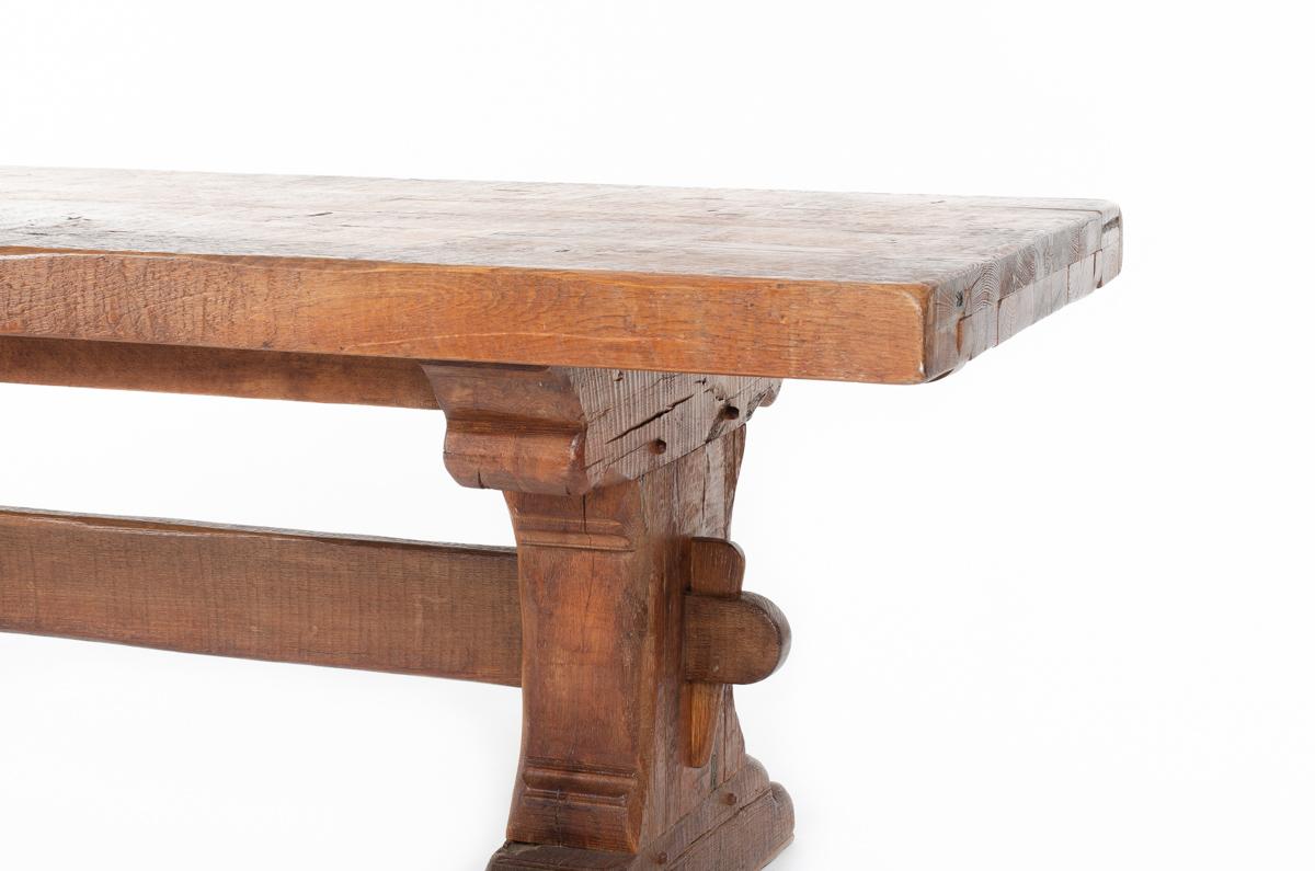 Massive French Solid Oak Monastery Table 19th For Sale at 1stDibs