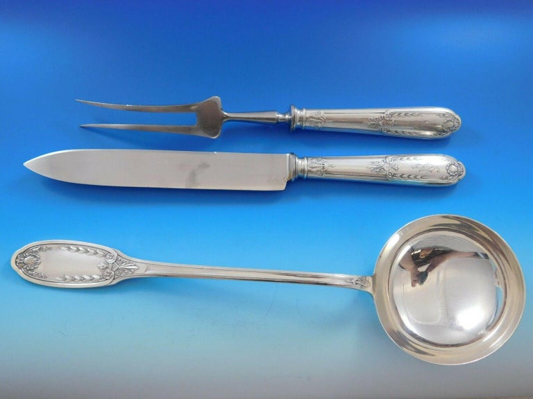 Massive German 800 Silver Flatware Service Set Dinner Empire Style 168 ...