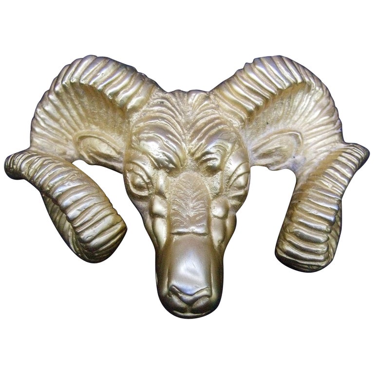 Massive Gilt Metal Rams Head Belt Buckle by Katherine Baumann Beverly ...