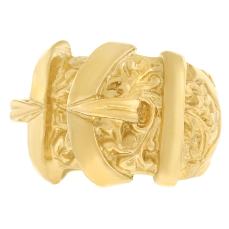 Massive Gilt Sterling Renaissance Revival Double Buckle Ring at 1stDibs