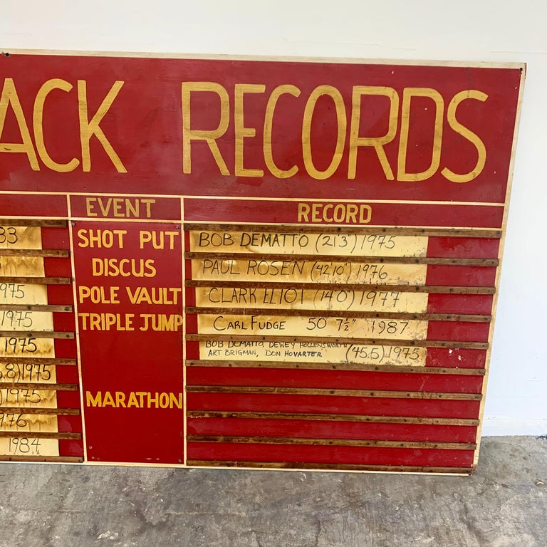 Massive Hand Painted High School Track and Field Sign For Sale at 1stDibs