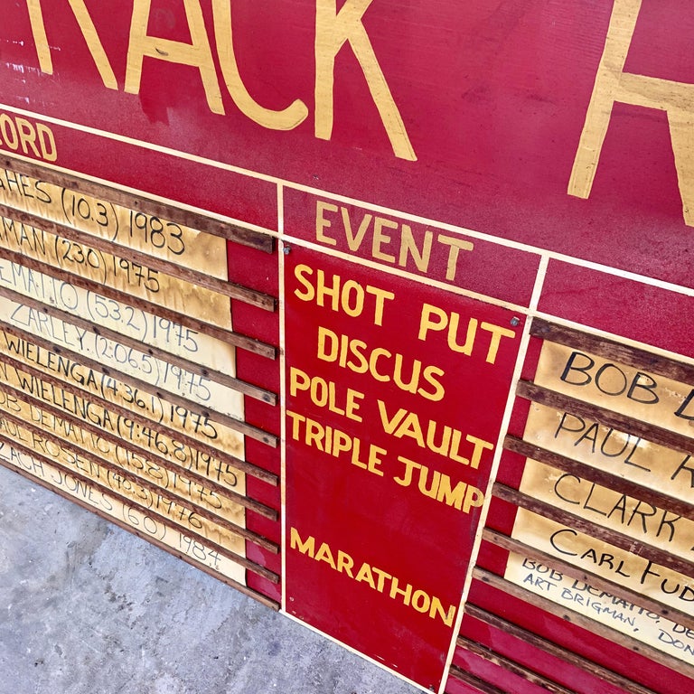 Massive Hand Painted High School Track and Field Sign For Sale at 1stDibs