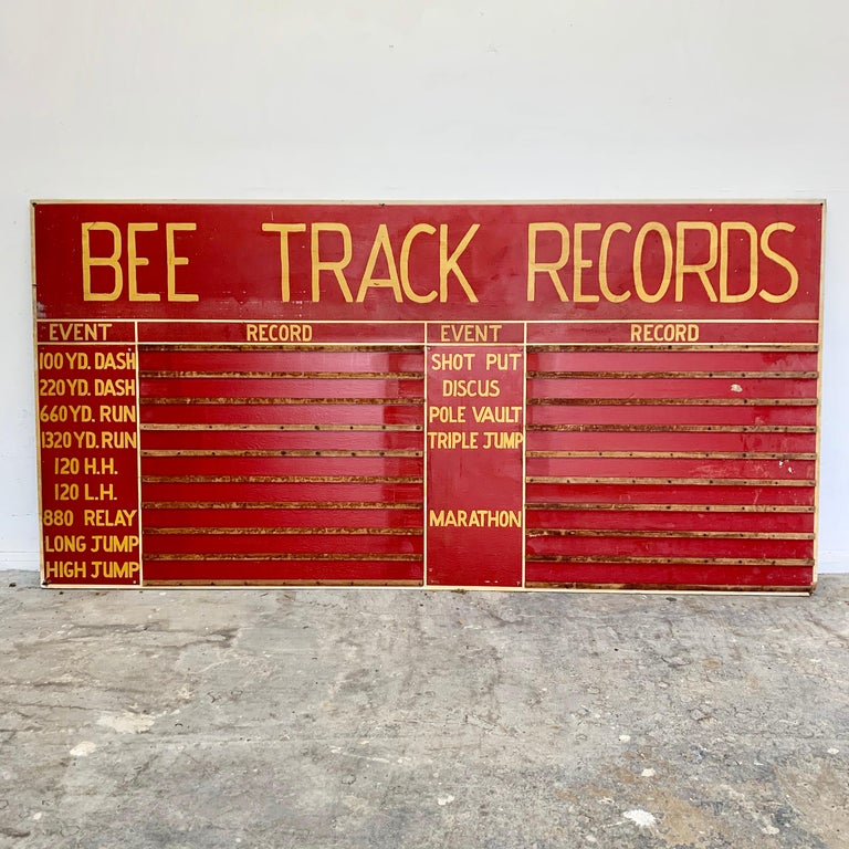 Massive Hand Painted High School Track and Field Sign For Sale at 1stDibs
