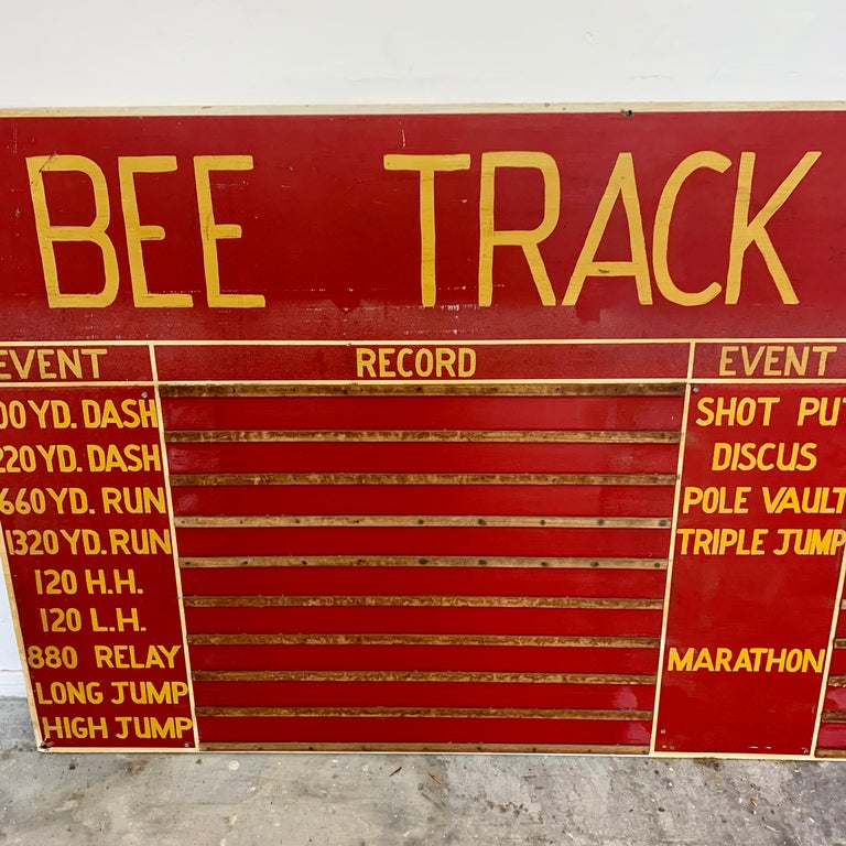 Massive Hand Painted High School Track and Field Sign For Sale at 1stDibs