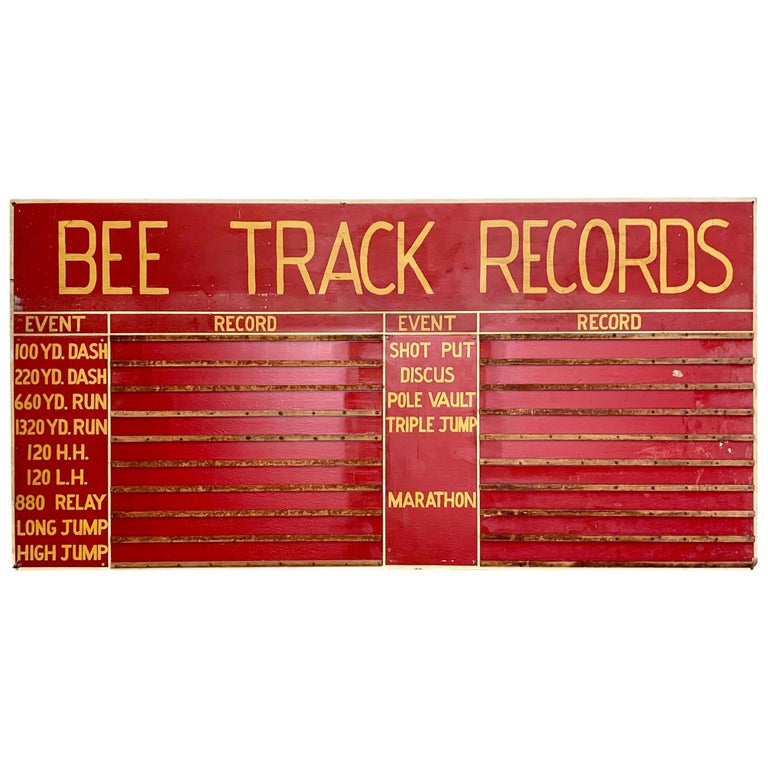 Massive Hand Painted High School Track and Field Sign For Sale at 1stDibs