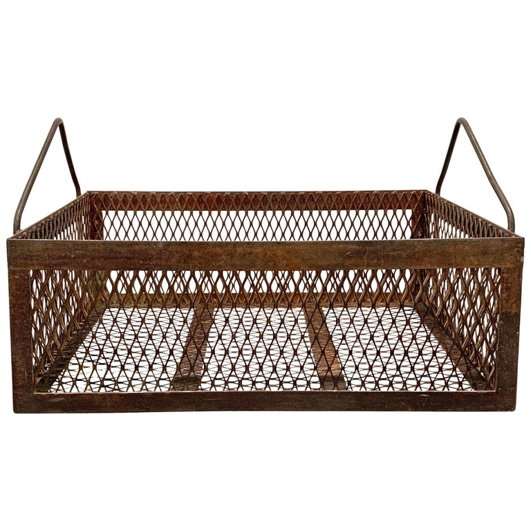 Massive Industrial Steel Basket at 1stDibs | massive basket, metal ...