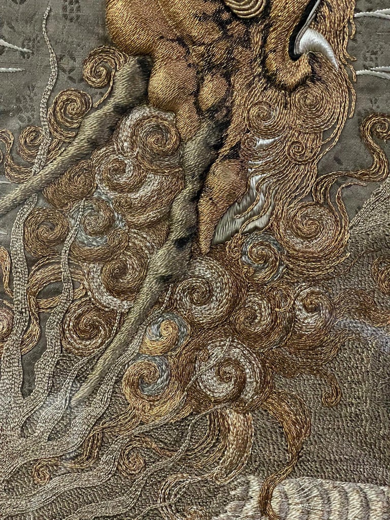 Massive Japanese Embroidery Tapestry Display Box Meiji Period For Sale ...