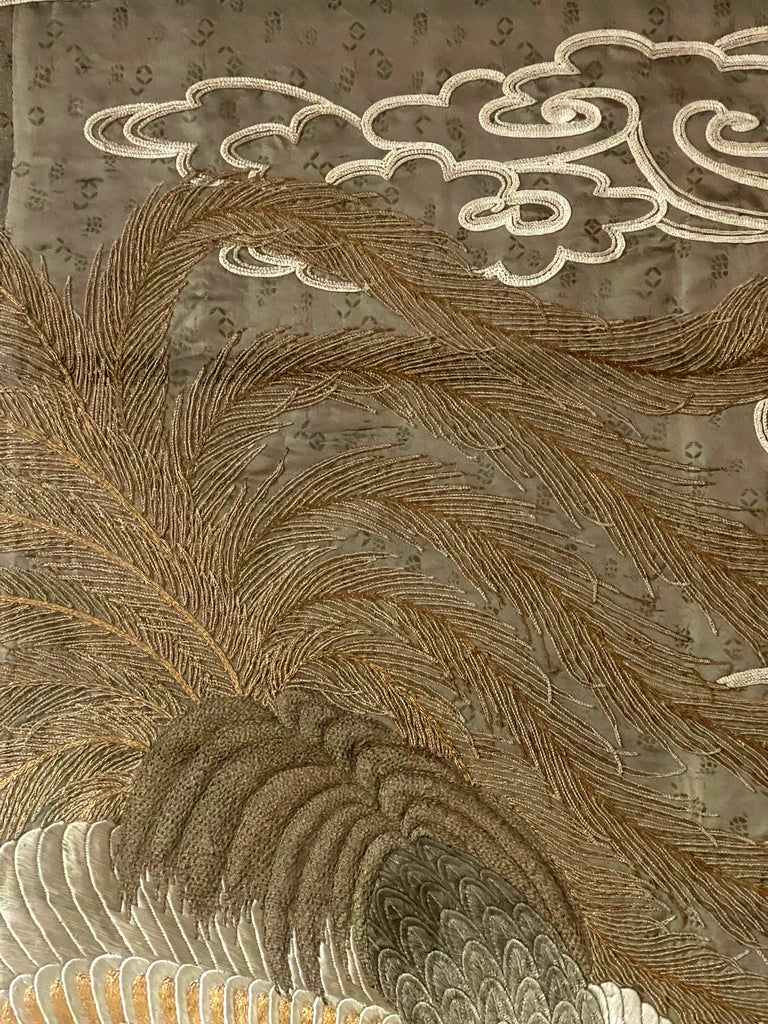 Massive Japanese Embroidery Tapestry Display Box Meiji Period For Sale ...