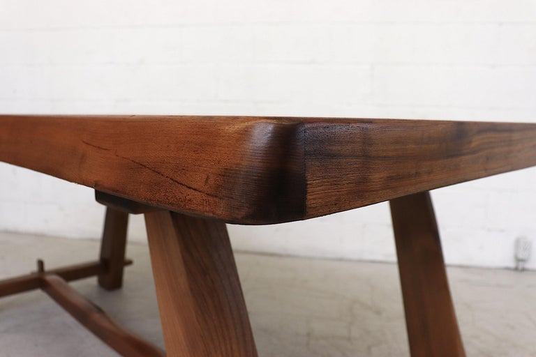 Massive Live Edge Pecan Trestle Dining Table at 1stDibs