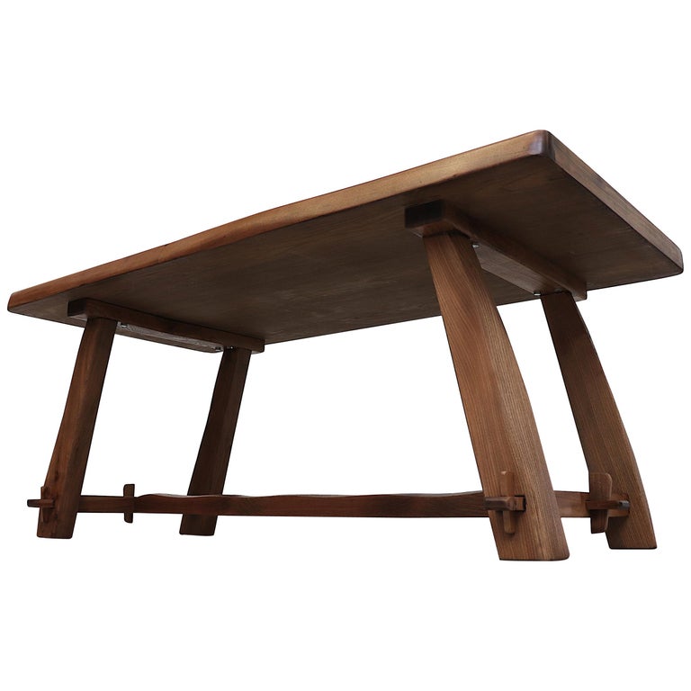 Massive Live Edge Pecan Trestle Dining Table at 1stDibs