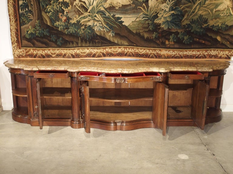 Massive Marble Topped Walnut Wood Louis XV Style Chateau Buffet at ...