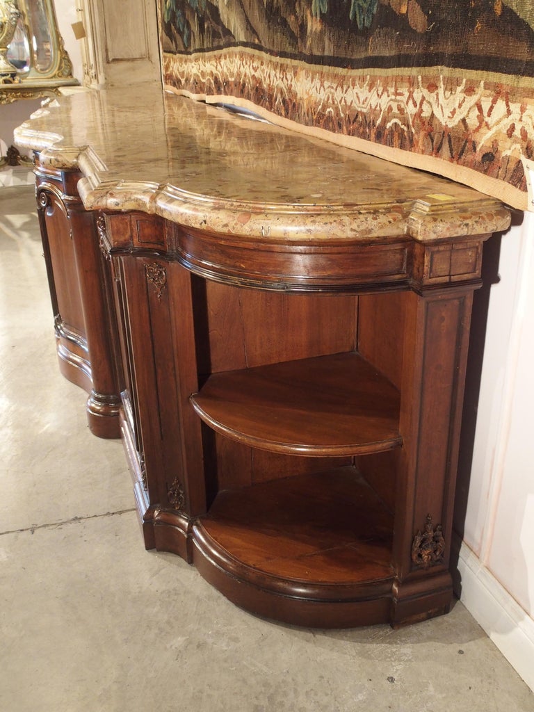 Massive Marble Topped Walnut Wood Louis XV Style Chateau Buffet at ...